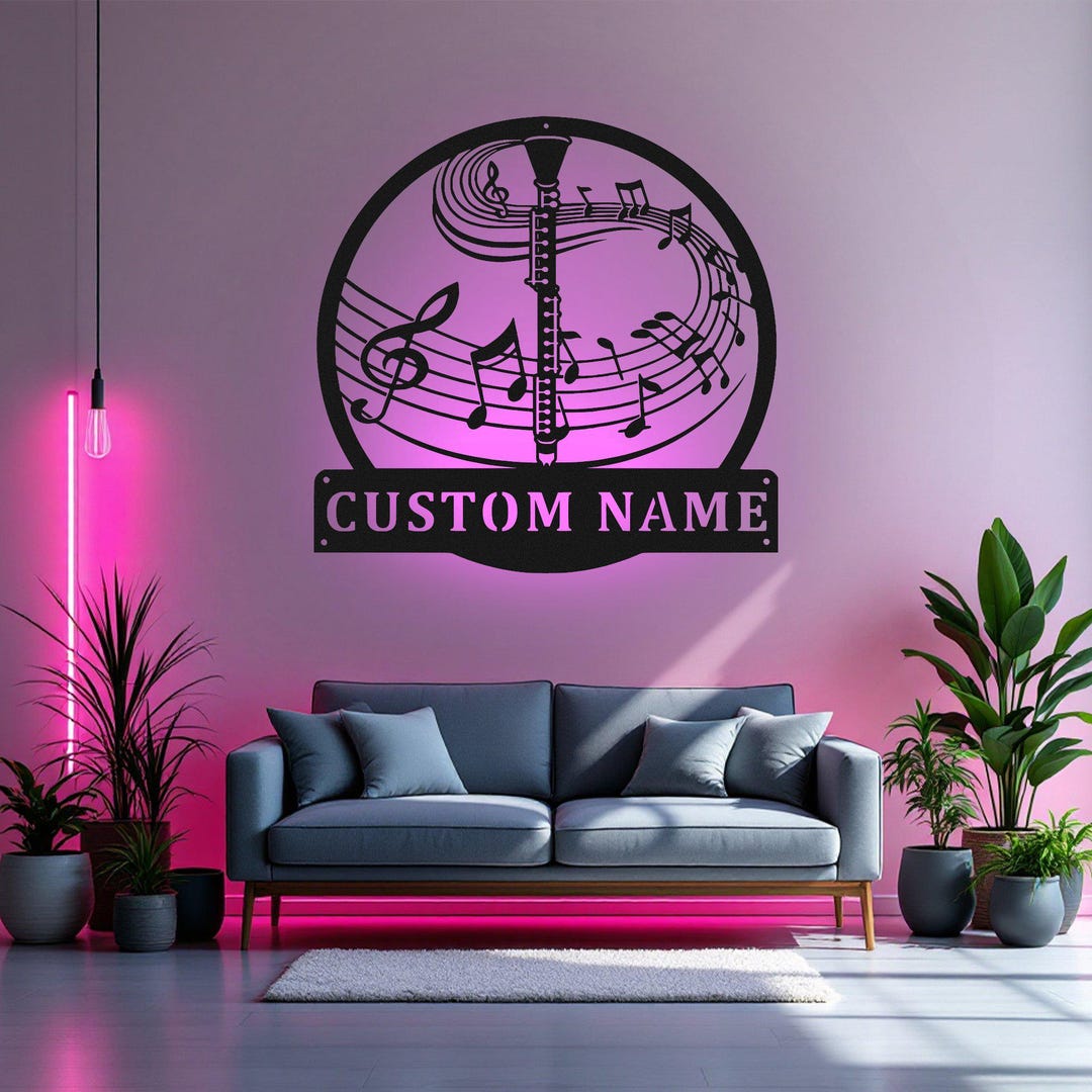 Custom Clarinet Metal Wall Art With LED Light, Personalized Clarinet ...