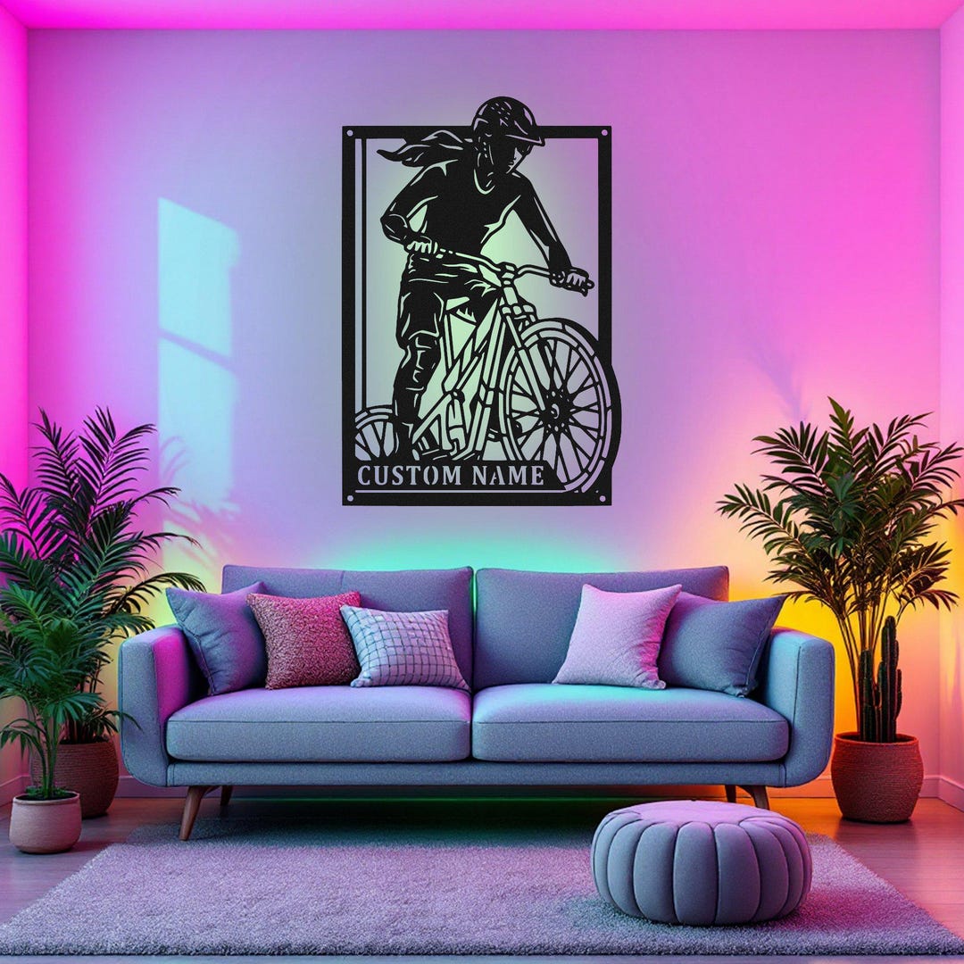 Custom Female Mountain Biking Signage Sign Art With LED Light ...