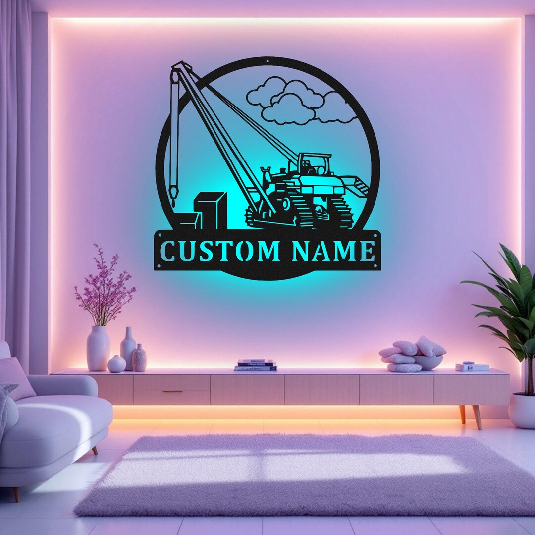 Custom Pipelayer With Operator Metal Wall Art With LED Light ...