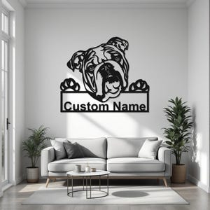 Custom English Bulldog Metal Wall Art With LED Light, Personalized ...