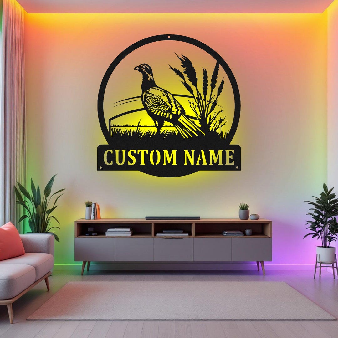 Custom Pheasant Metal Sign With LED Light, Personalized Pheasant Name ...