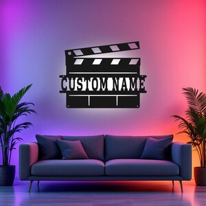 Custom Clapperboard Metal Wall Art With LED Light, Personalized Movie ...