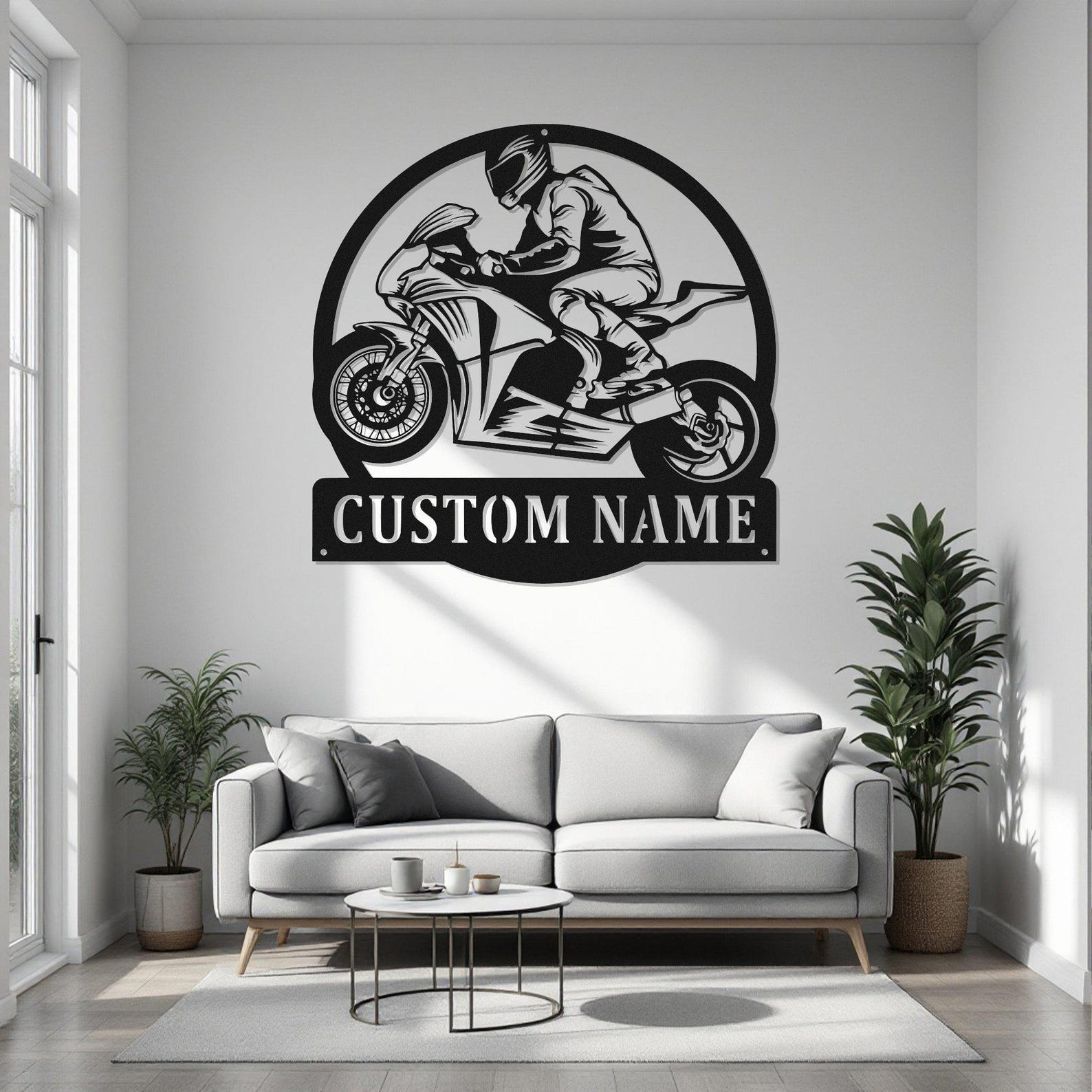 Custom Racing Motor Metal Wall Art With LED Light, Personalized Motor ...