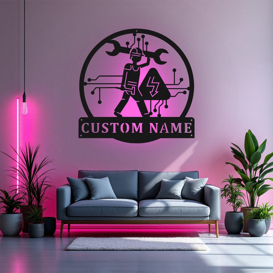 Custom Electrical Engineering Metal Wall Art With LED Light ...