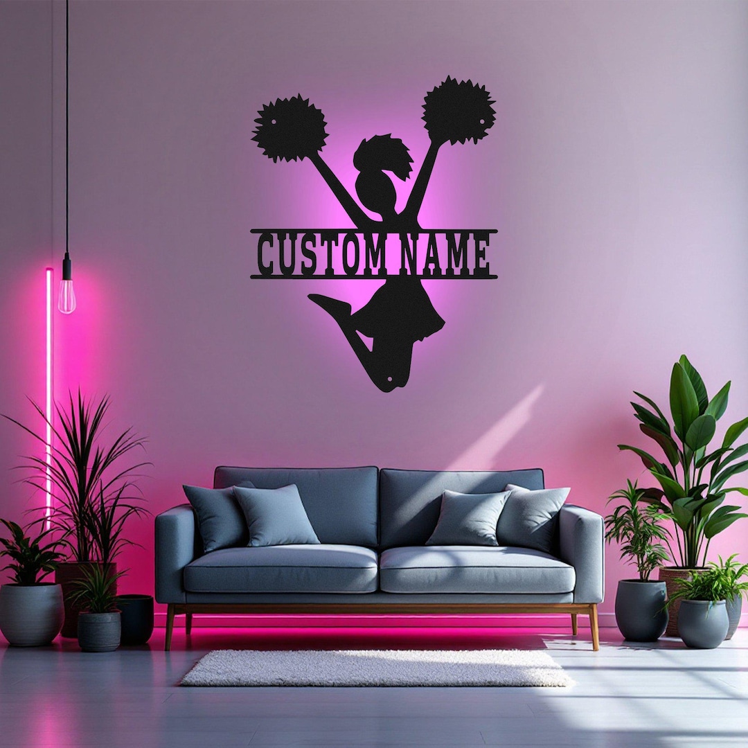 Custom Cheerleader Metal Wall Art With LED Light, Personalized ...