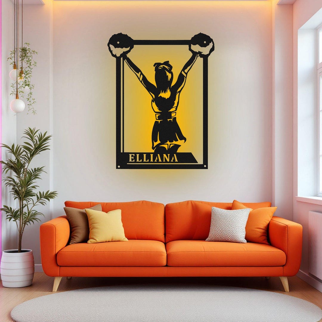Custom Cheerleading Signage Metal Sign With LED Light, Personalized ...