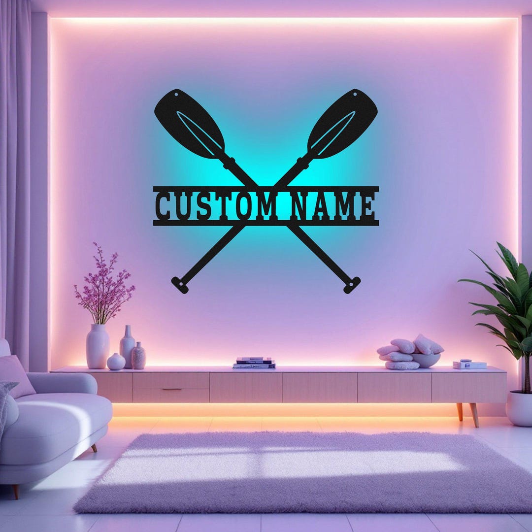 Custom Canoe Paddles Metal Wall Art With LED Light, Personalized Canoe ...