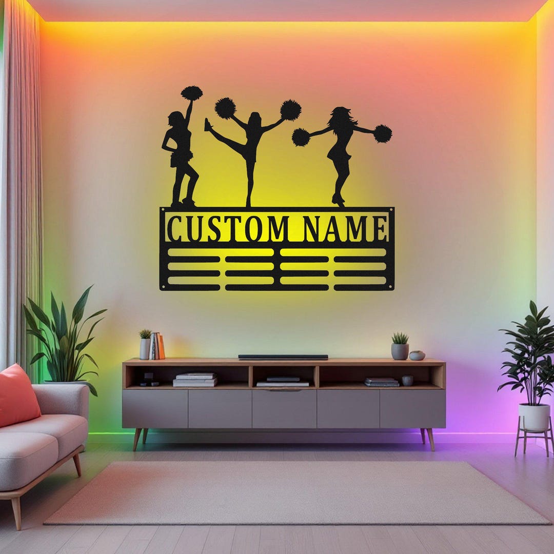 Custom Cheerleading Medal Holder LED Light, Personalized Cheerleader ...