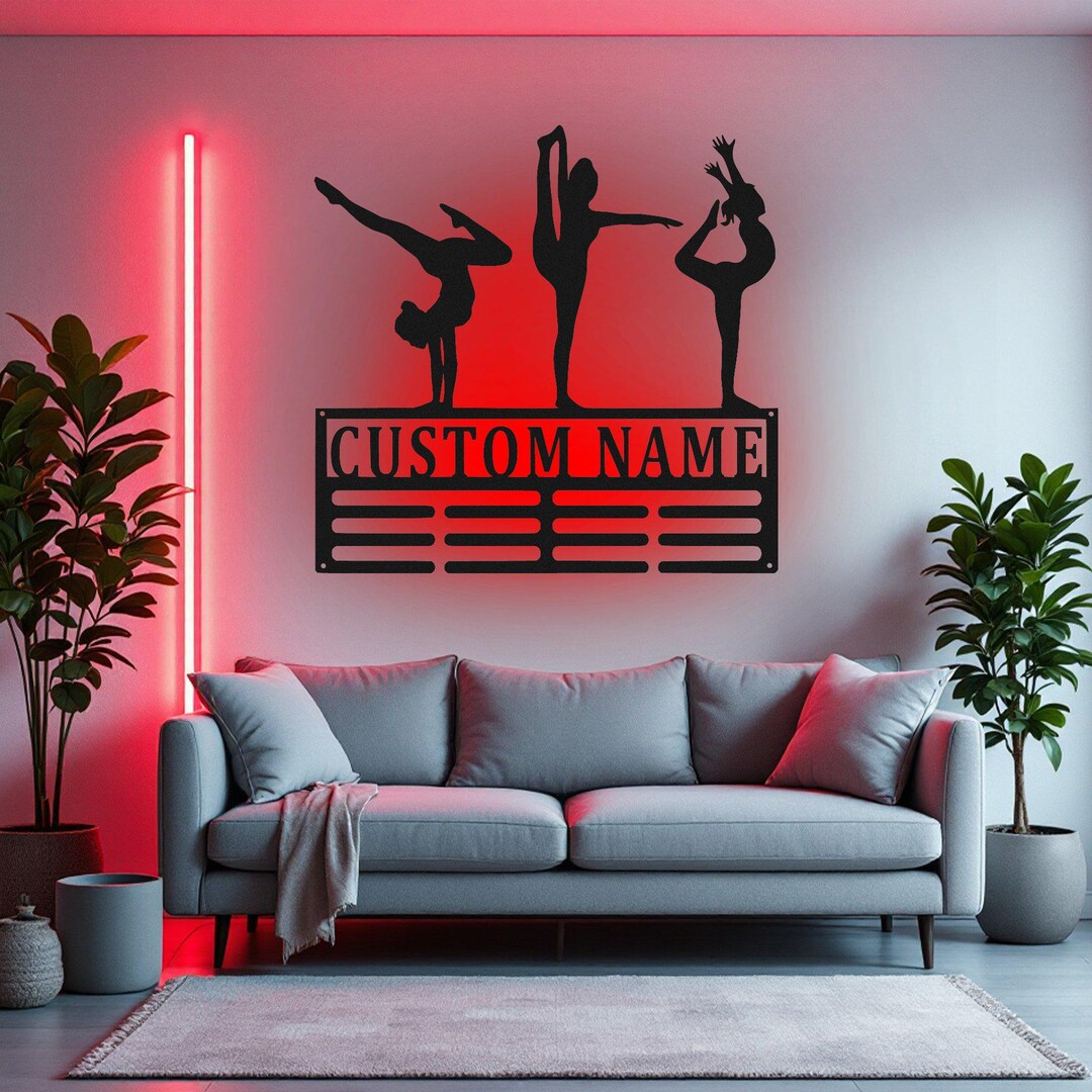Custom Gymnastics Medal Holder LED Light, Personalized Gymnast Name ...