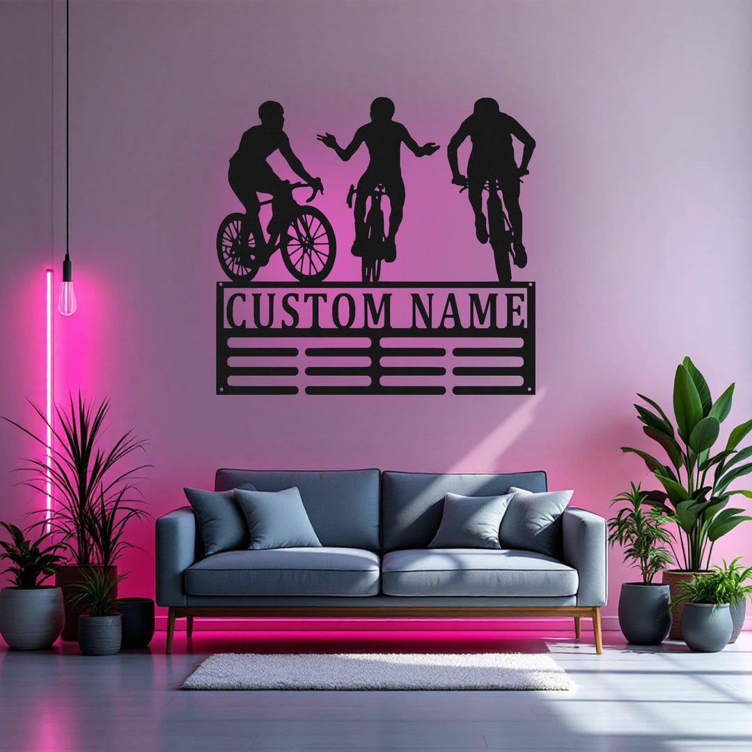 Custom Cycling Medal Holder LED Light, Personalized Cycling Player Name ...