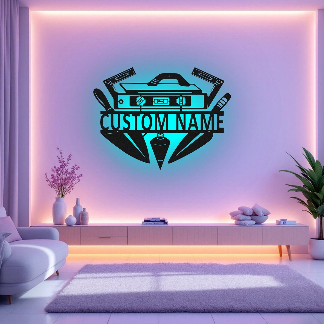 Custom Mason Tools Metal Wall Art With LED Light, Personalized Mason ...