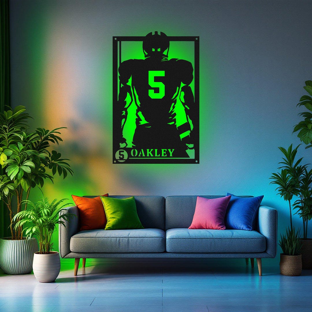 Custom Football Signage Metal Wall Art With LED Light, Personalized ...