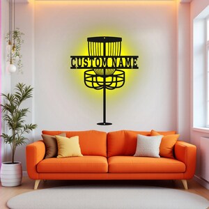 Custom Disc Golf Metal Wall Art With LED Light, Personalized Disc Golf ...