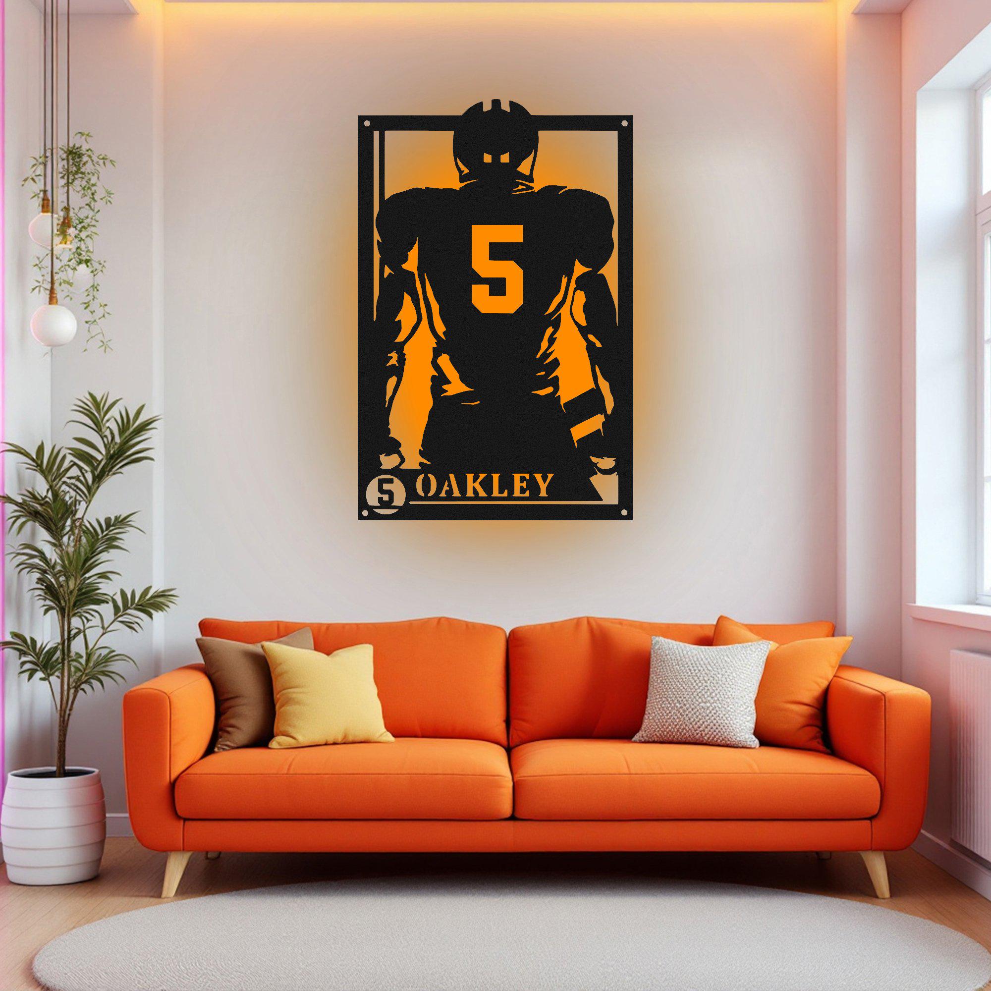 Custom Football Signage Metal Wall Art With LED Light, Personalized ...