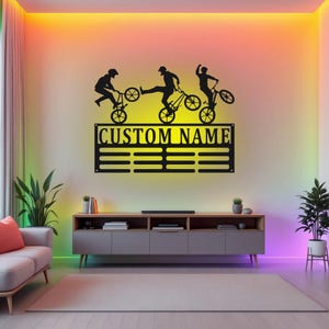 Custom BMX Medal Holder LED Light, Personalized Bicycle Motocross ...
