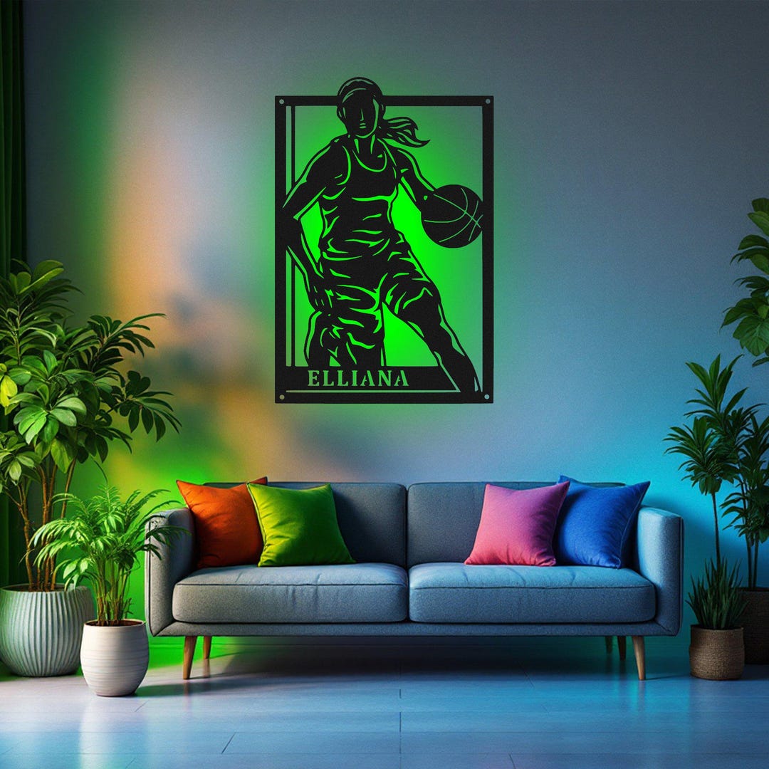 Custom Female Basketball Signage Metal Sign With LED Light ...