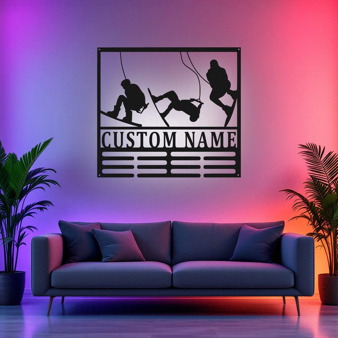Custom Wakeboard Medal Holder LED Light, Personalized Wakeboard Player ...