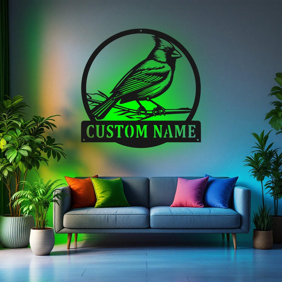 Custom Cardinal Bird Metal Sign With LED Light, Personalized Cardinal ...