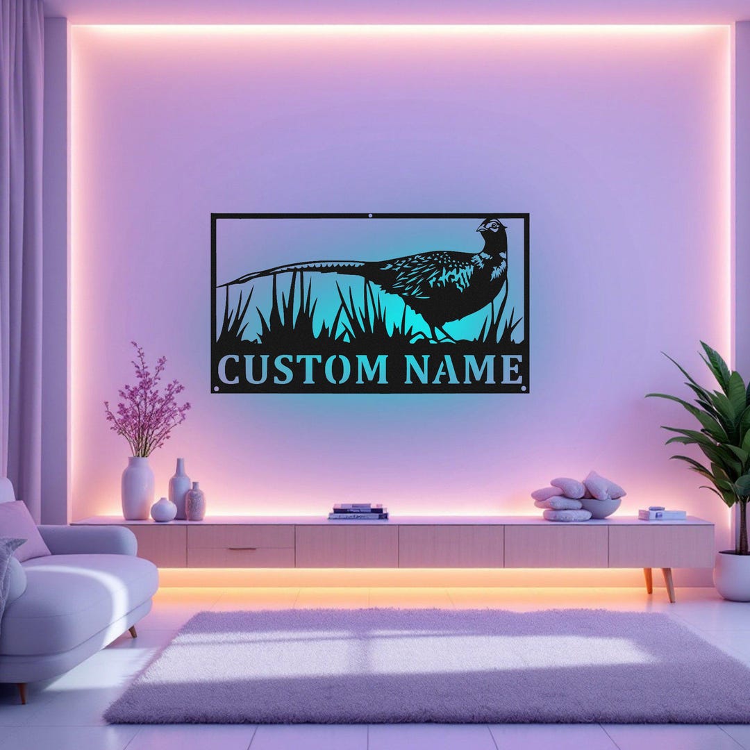 Custom Pheasant Metal Sign With LED Light, Personalized Pheasant Name ...