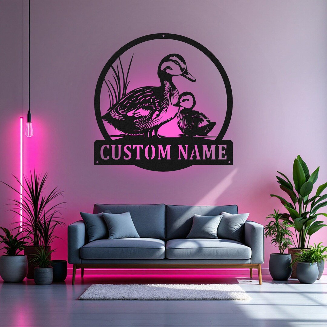 Custom Duck Metal Sign With LED Light, Personalized Duck Name Sign ...