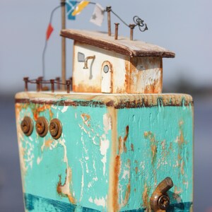 Rustic Driftwood Boat Decor - Handmade Baltic Sea Wood Ship With ...
