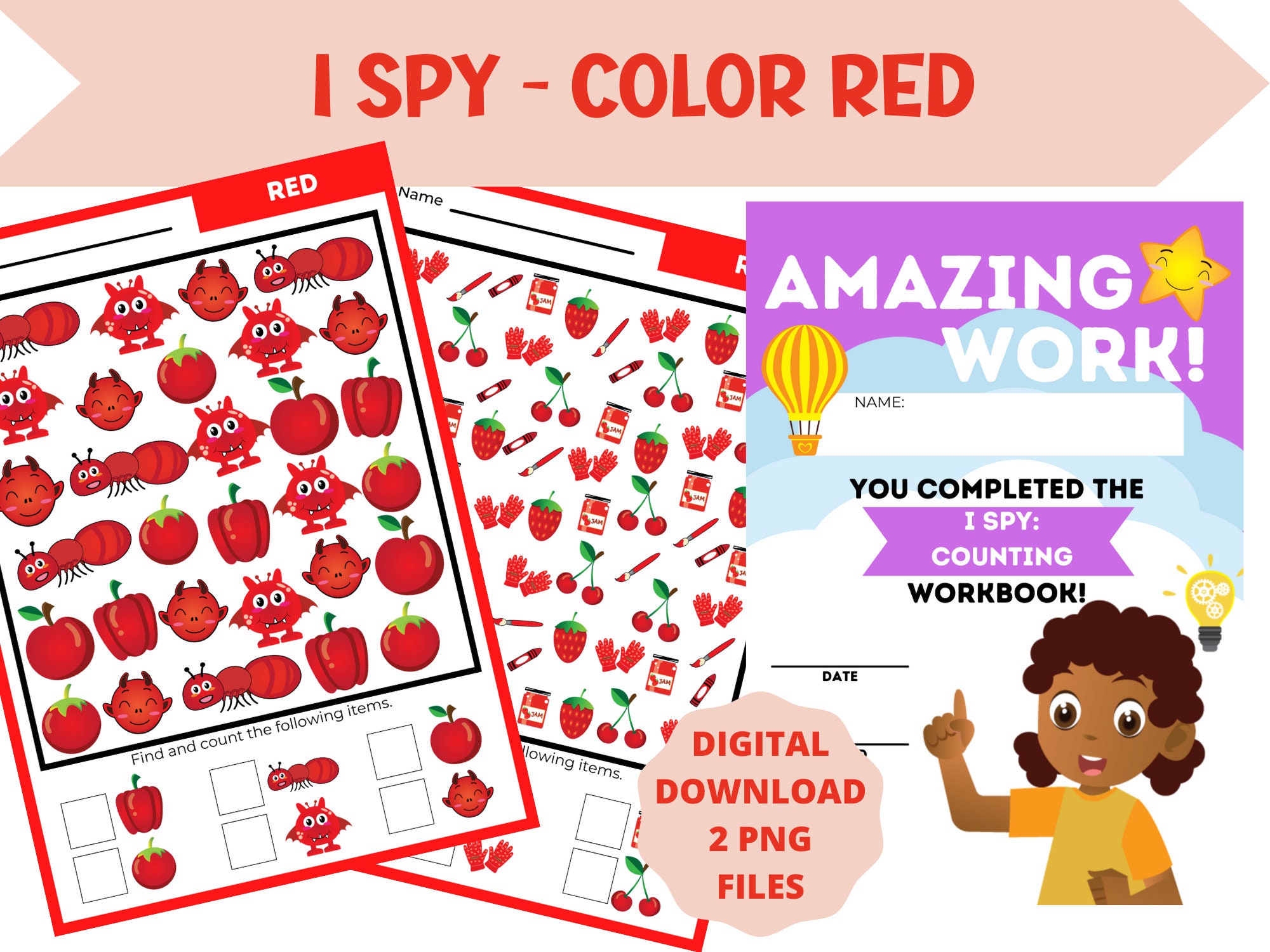 Baby & Toddler Toys Toys Color red I Spy Game Printable Quiet Time ...
