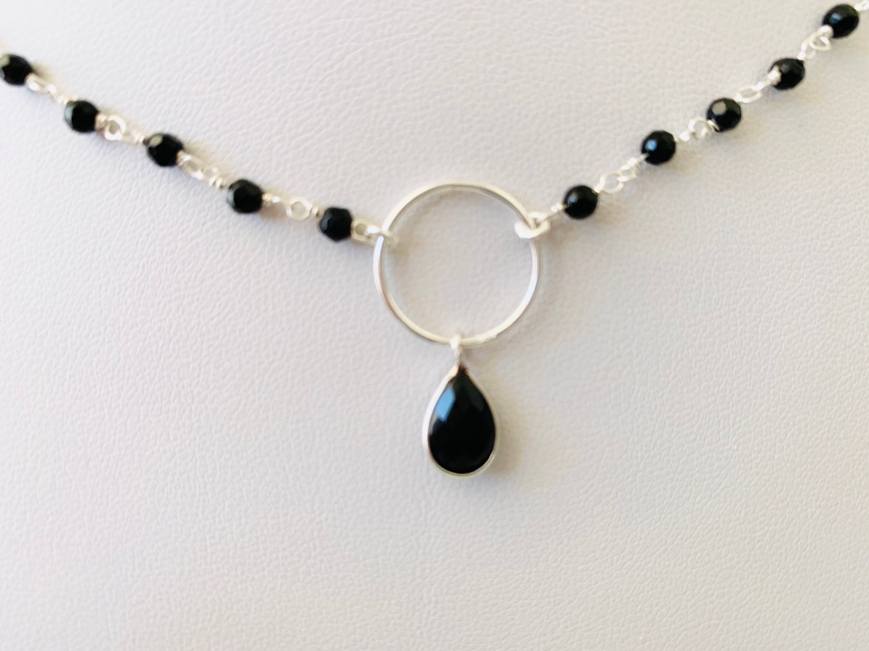 Black Necklace/ Black Rosary Chain Necklace/ Silver 925 and Black Onyx ...