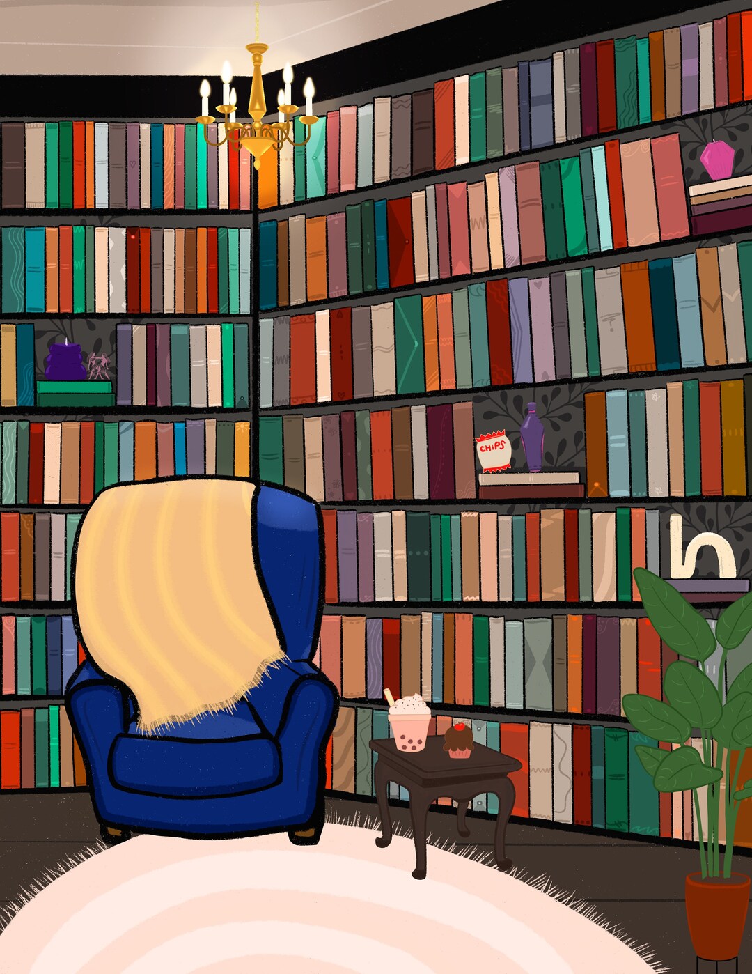 Bookshelf 2 Colouring Page | Digital Download | Bookish Colouring Page - Etsy