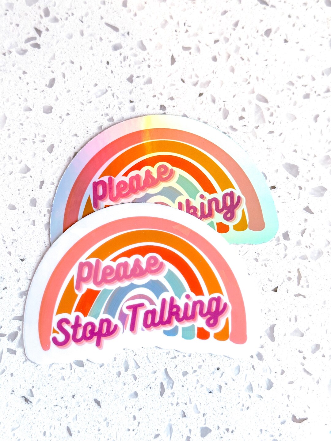 Please Stop Talking Holographic Sticker Holographic Sticker - Etsy