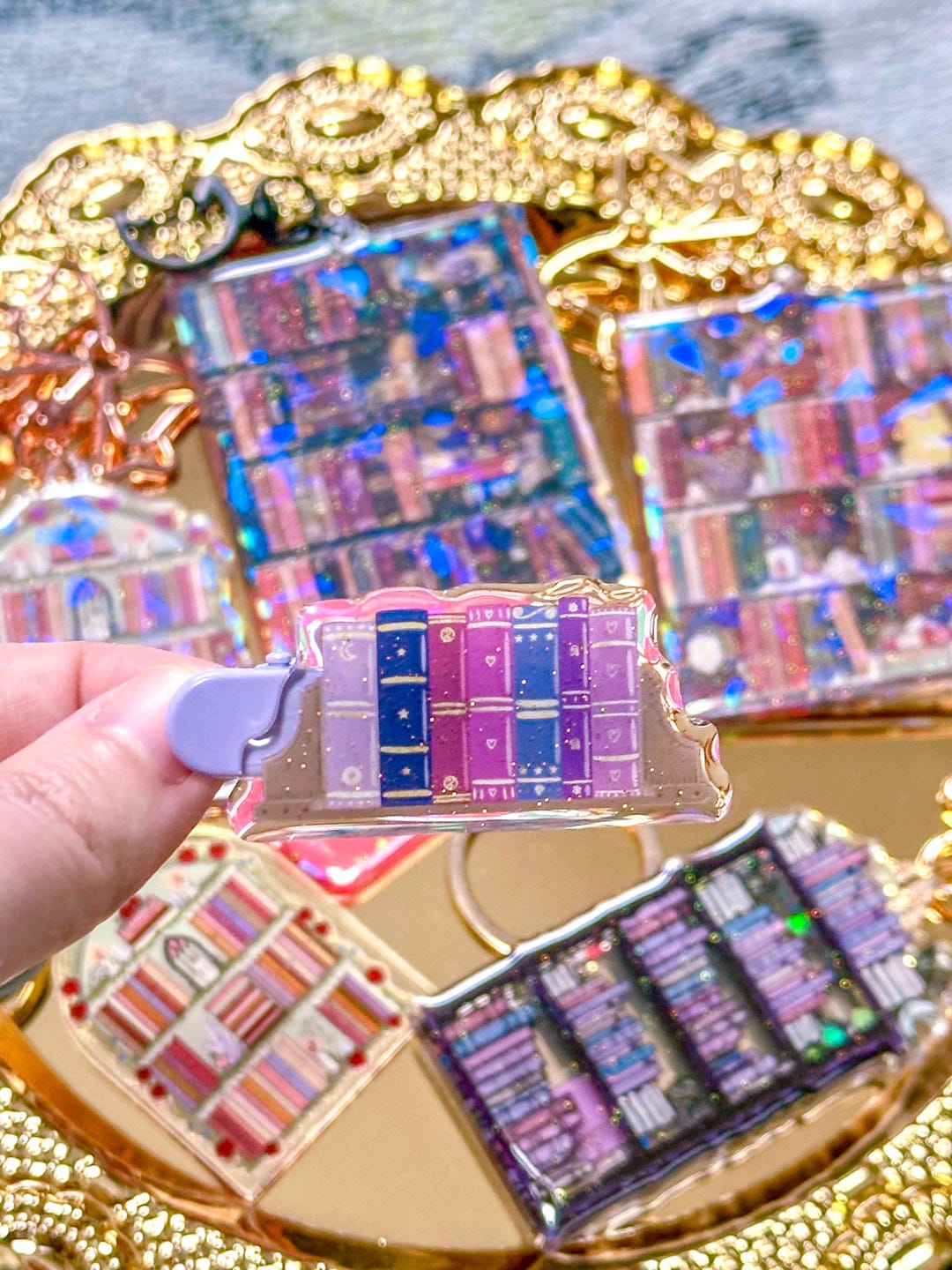 Books & Bookends Glitter Bookish Hair Clip - Etsy