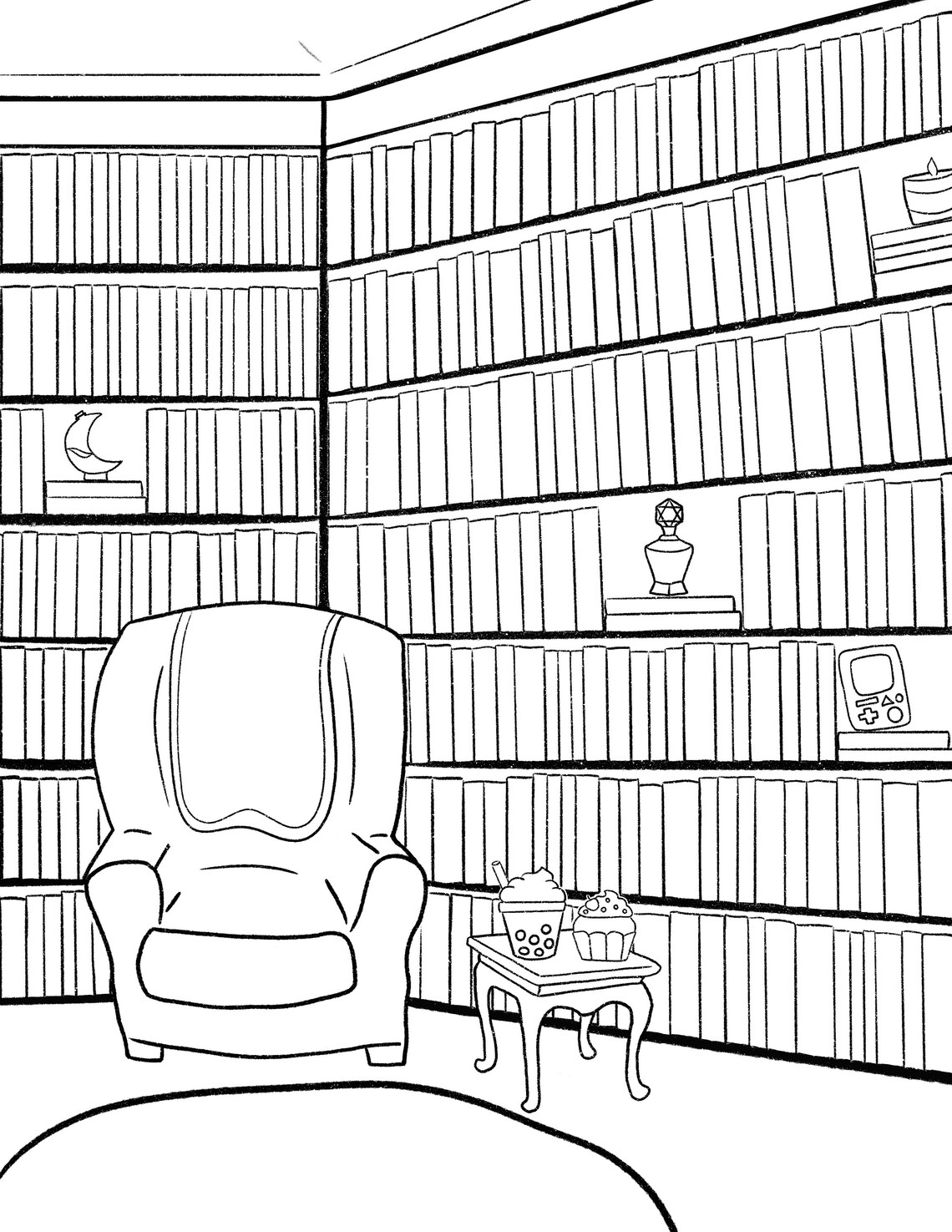 Bookshelf 2 Colouring Page | Digital Download | Bookish Colouring Page ...