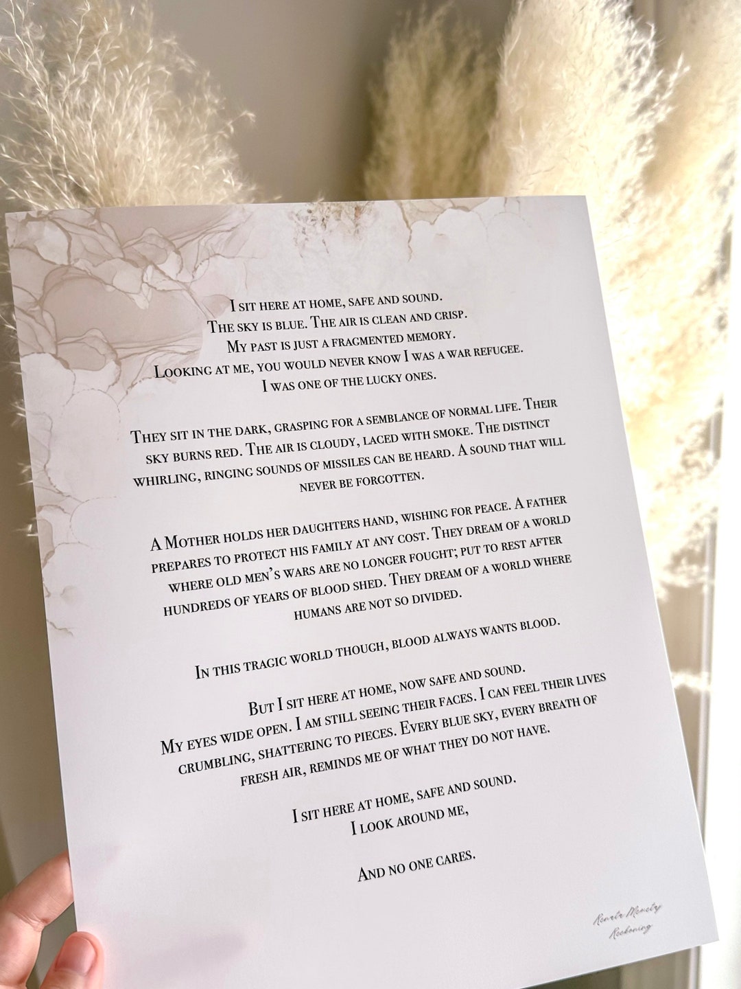 Safe and Sound Poem Print, Original Poetry Print, Poetry and Prose ...