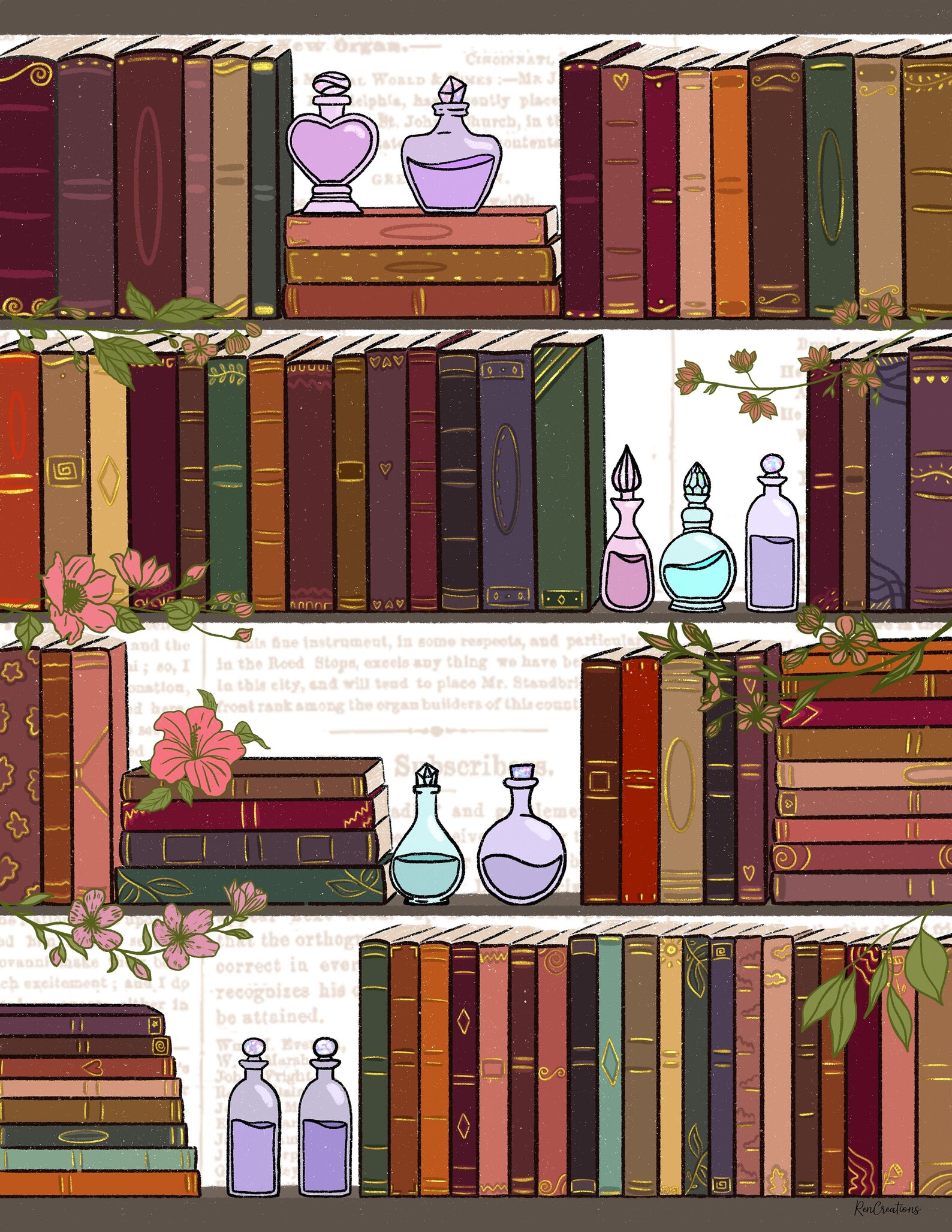 Bookshelf 1 Colouring Page | Digital Download | Bookish Colouring Page ...