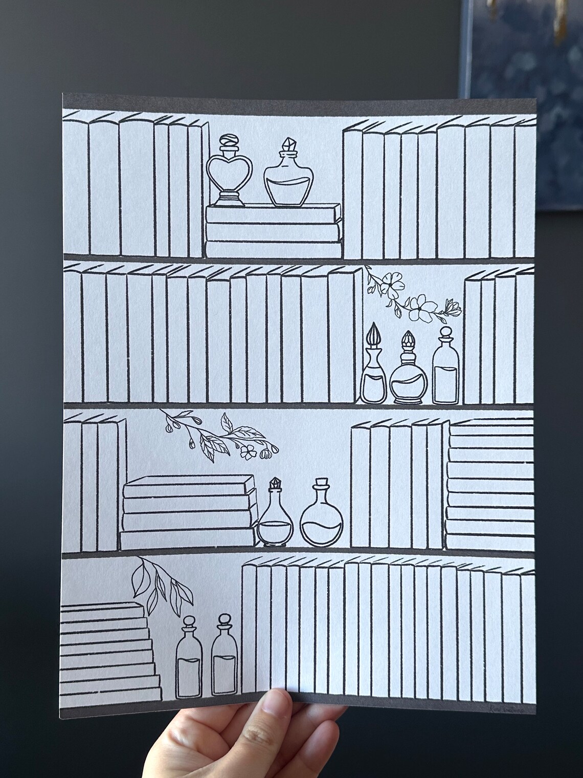 Bookshelf 1 Colouring Page | Digital Download | Bookish Colouring Page ...