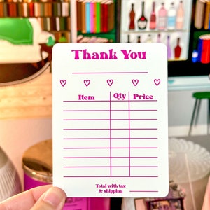 Thank You Receipt for Small Business 3x4 Inch Pink | DIGITAL DOWNLOAD ...