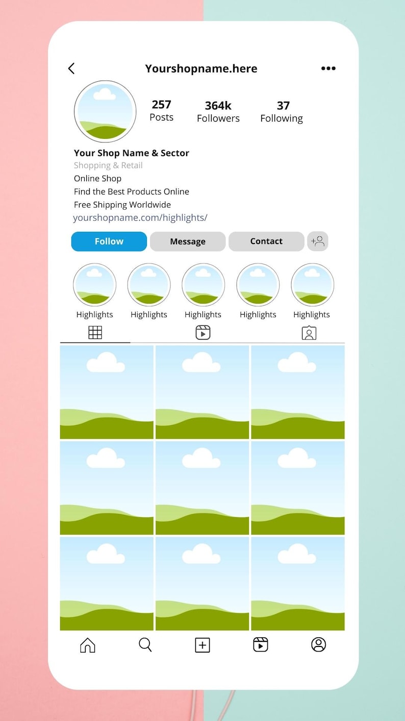 Instagram Profile Mock-up Templates, Editable Canva Social Media Reels ...