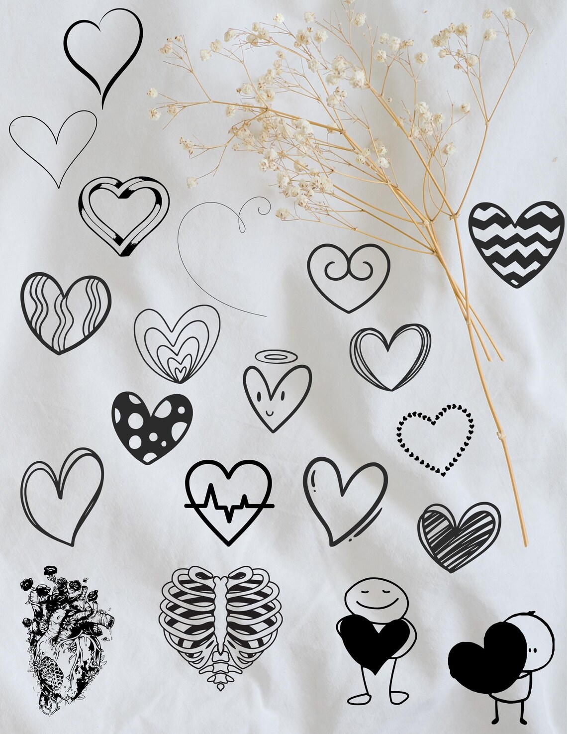 20 Heart Svg Bundle, Open Heart Svg, Love Svg, Heart Svg, Sketch Heart Svg, Hand Drawn Heart Svg ...