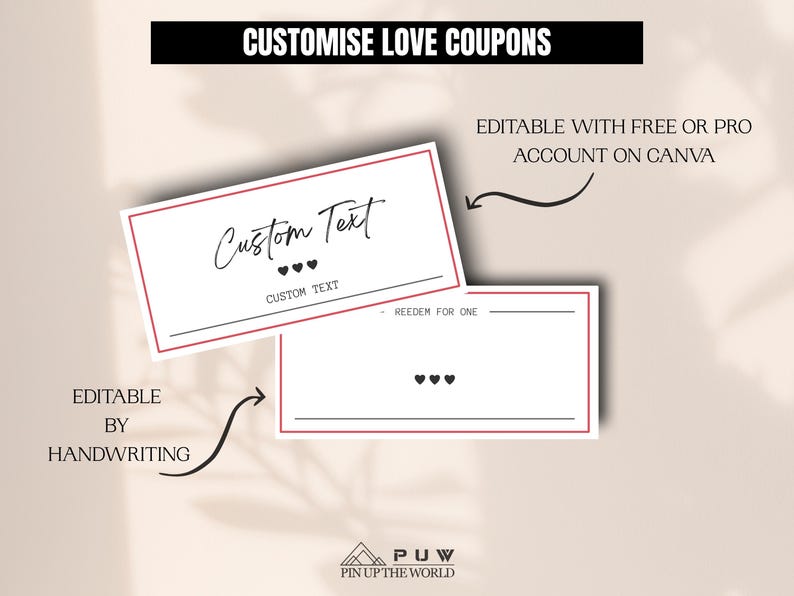 Editable Love Coupons Template | Romantic Couple Gift (canva) - Etsy