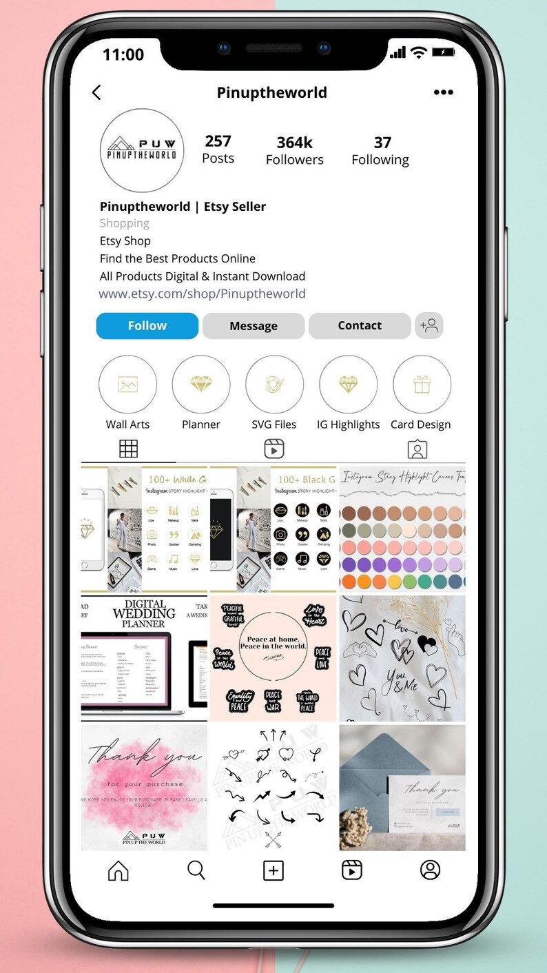 Editable Instagram Mockup Templates: Canva Profile Layout (digital ...