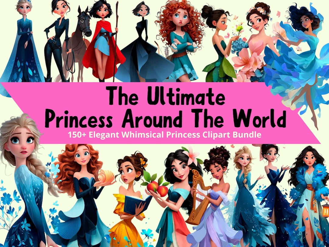 150+ Princess Around the World Clipart Bundle PNG | Whimsical Princess ...