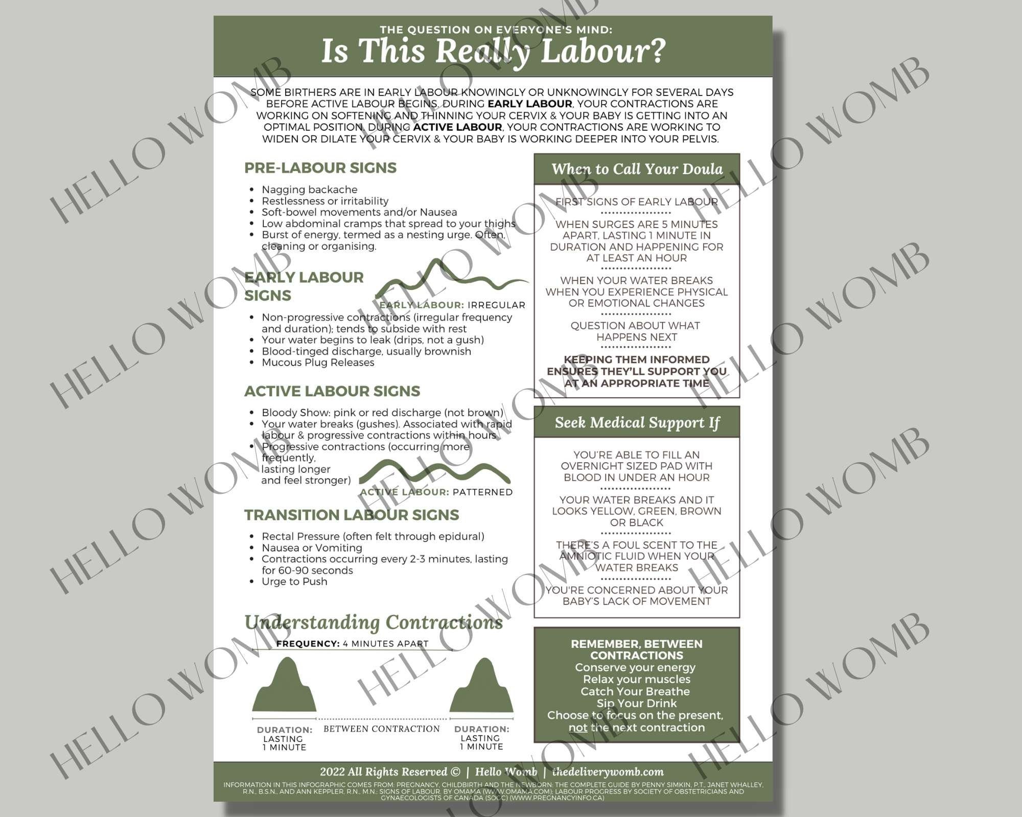 Labour Stages Handout Printable PDF Doula, Newborn, New Mom, Midwife ...