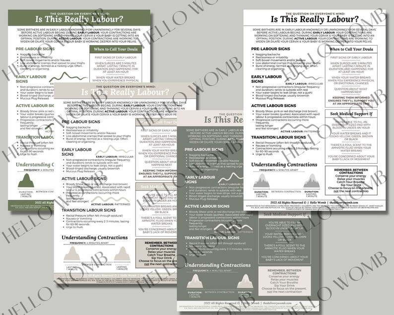 Labour Stages Handout Printable PDF Doula, Newborn, New Mom, Midwife ...