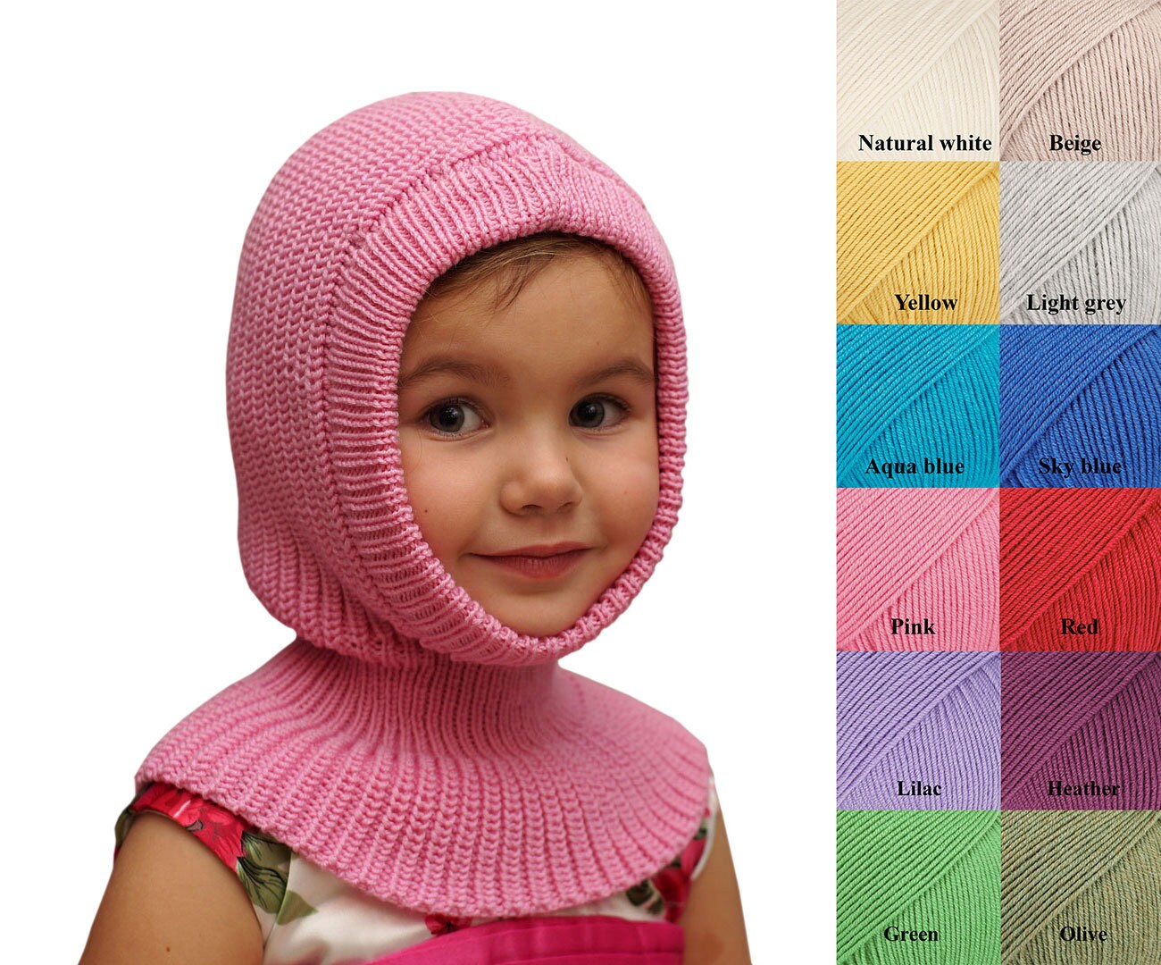 Balaclava 1 10 Years 100% Merino Wool Hat Knit/knitted Baby/children ...