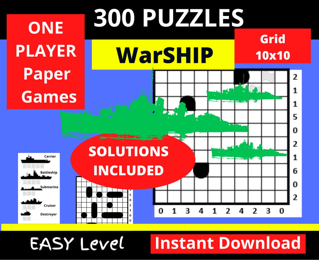 Print Warship 300 Puzzles and Play - Adult Activity Book - 1 Player Pen ...