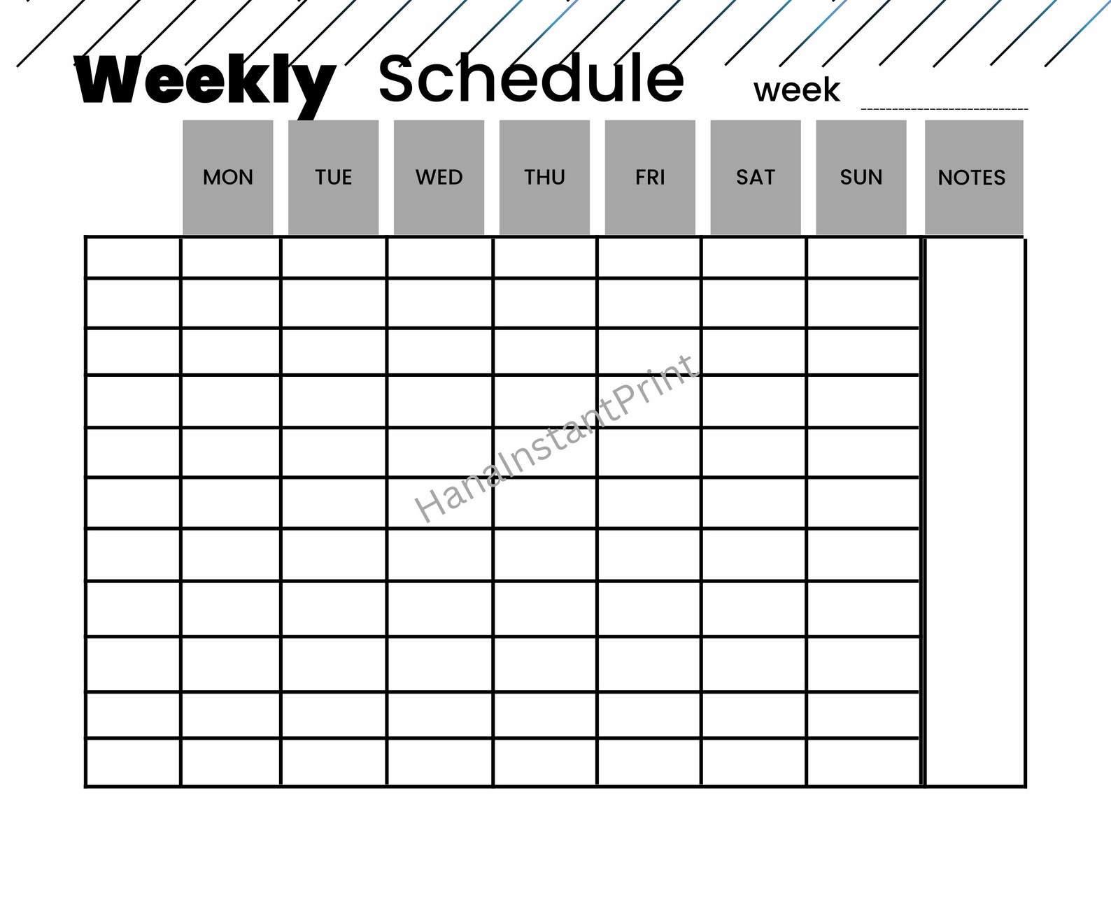 Printable Weekly Schedule Undated Weekly Planner Instant - Etsy Canada