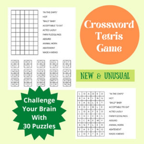 30 Logic Puzzles Word Tetris Crossword and Tetris Puzzle - Etsy