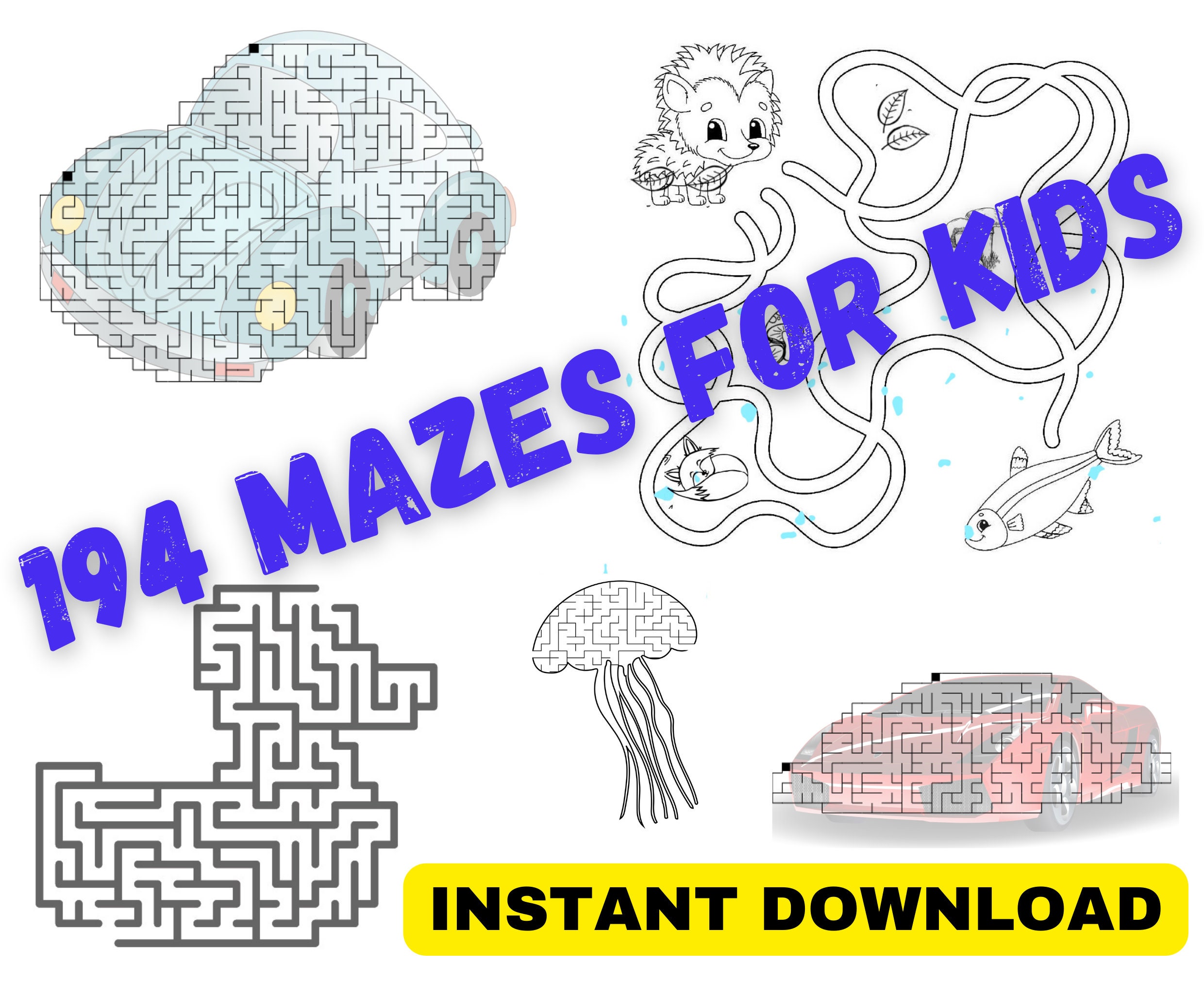 194 Printable MAZES for Kids Puzzle Fun Shape Maze Brain - Etsy