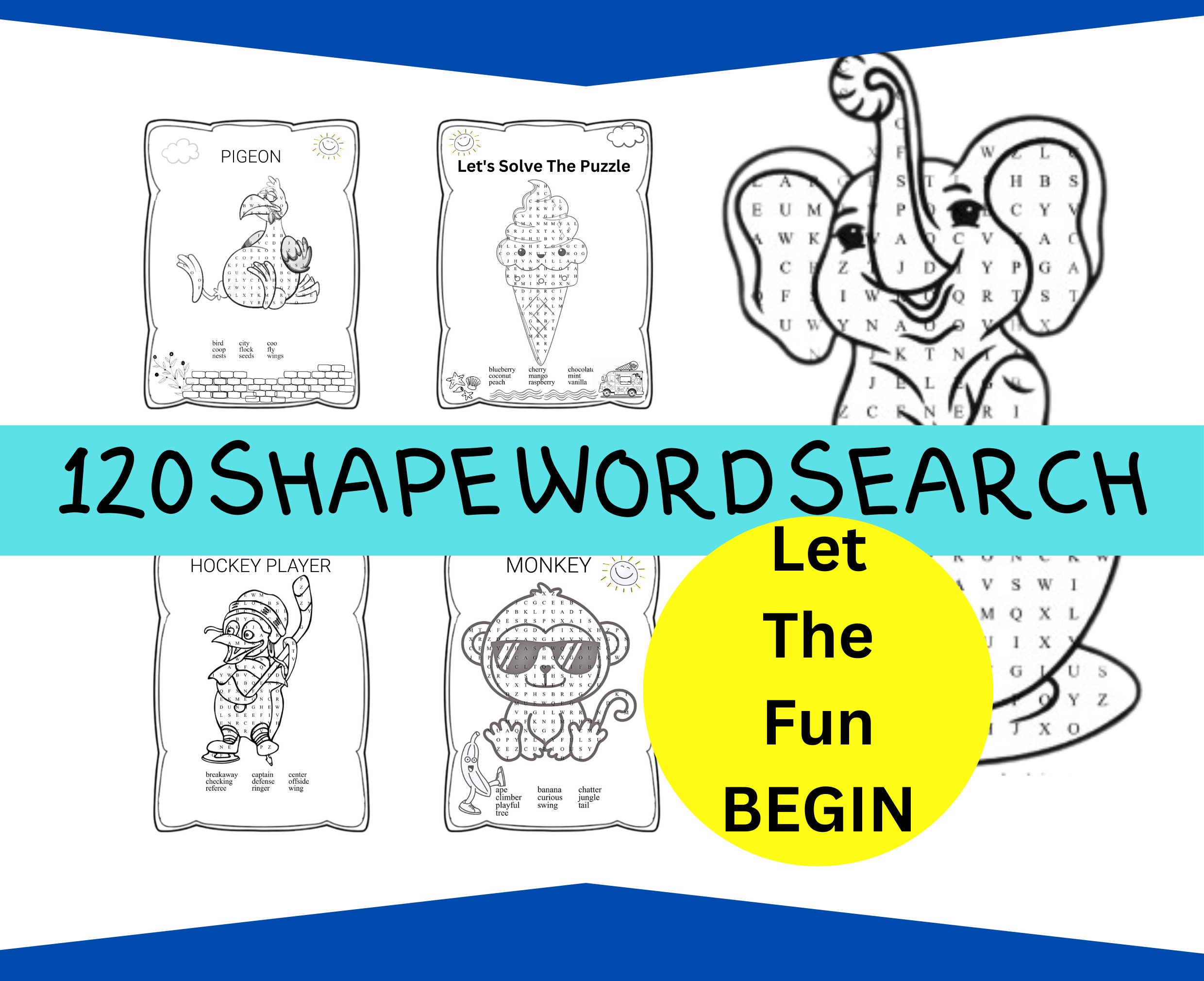 120 Word Search Puzzles SHAPE Word Search Ages 8 to 12 Printable ...