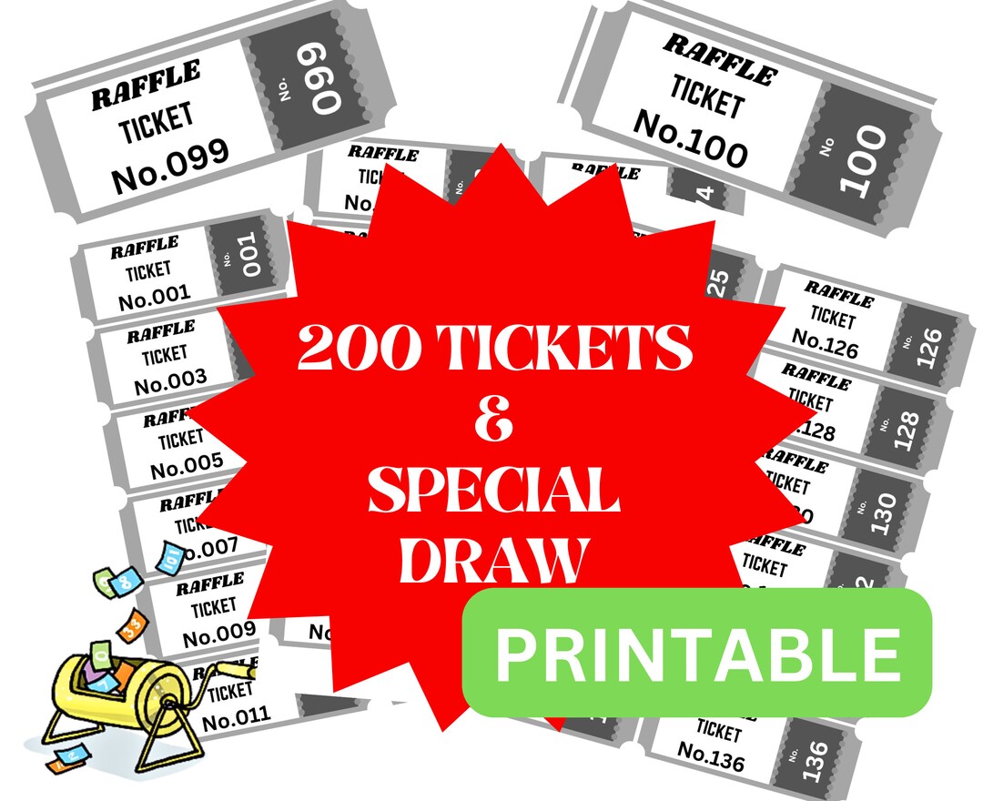 Printable RAFFLE Tickets Fundraising Idea Party Prize Draw - Etsy UK