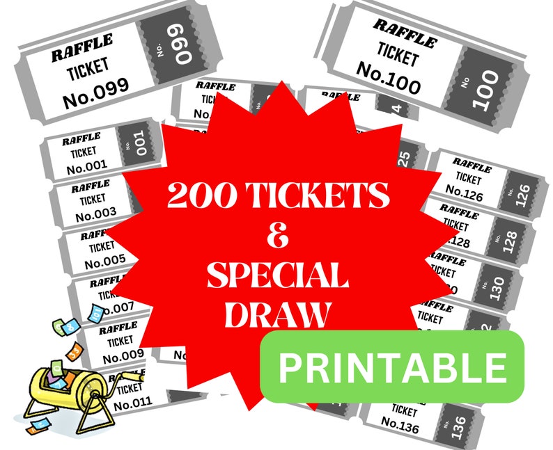Printable RAFFLE Tickets Fundraising Idea Party Prize Draw - Etsy UK